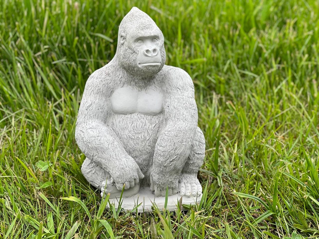 Large Stone Monkey Statue Concrete Gorilla Sculpture Tropical Animal ...