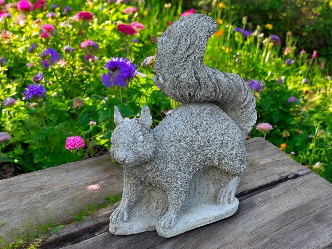 Concrete Squirrel Sculpture Yard Wild Animal Figure Backyard Scampering ...