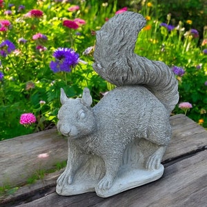 Concrete Squirrel Sculpture Yard Wild Animal Figure Backyard Scampering ...