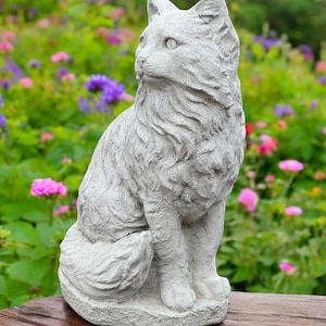Sitting Cat Figure Concrete Pet Memorial Statue Cement Cat for Outdoor ...