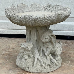 Massive Birds Bath Statue Detailed Birds Water Bowl With Rabbits Stone ...