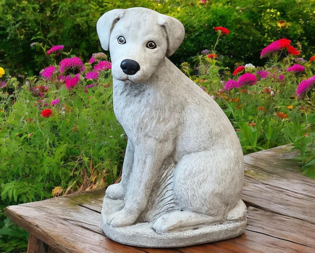 Outdoor Labrador Statue Backyard Sitting Dog Figure Concrete Pet ...