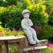 Concrete Sitting Boy With Flowers Figure Garden Cement Kid Statue ...