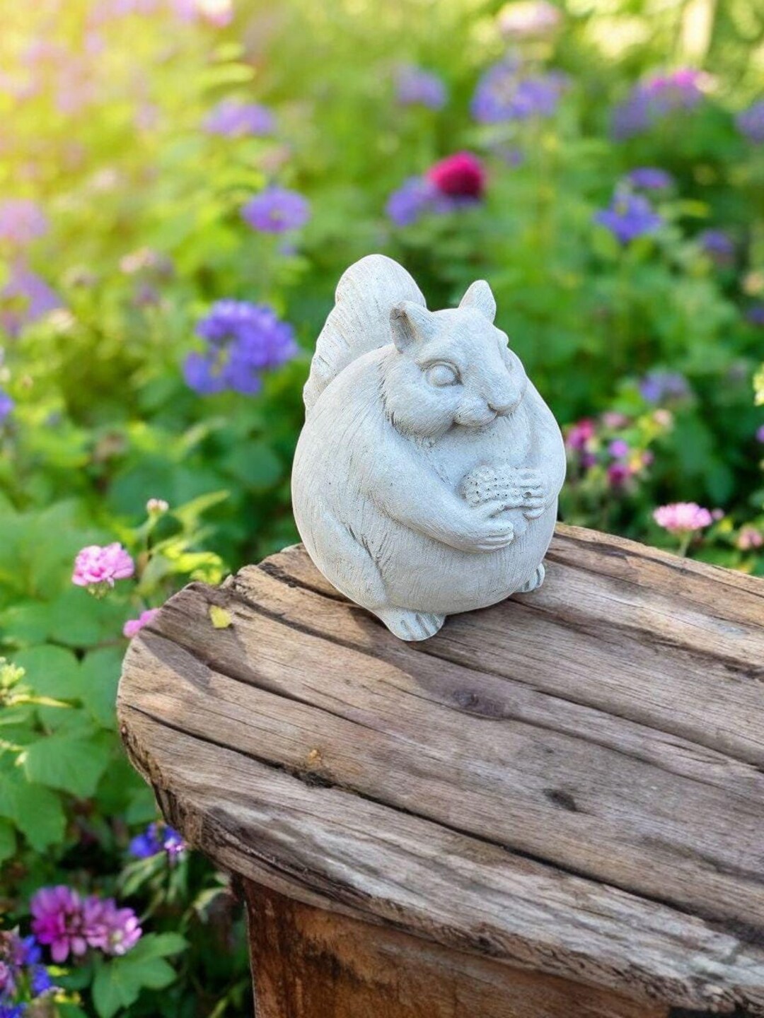 Concrete Squirrel With Acorn Garden Squirrel Figurine Animal Backyard ...