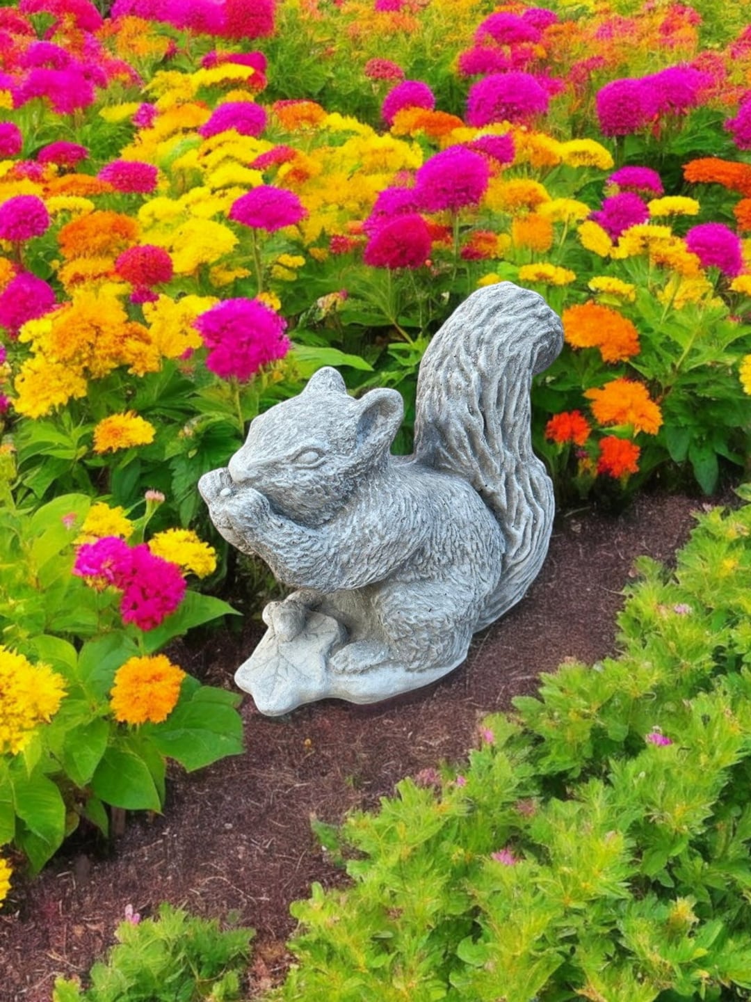 Backyard Squirrel With Acorn Statue Concrete Wild Squirrel Figure ...