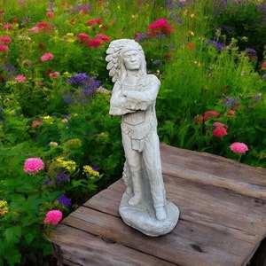 Massive Standing Man Statue Concrete Large Indian Chief Sculpture ...
