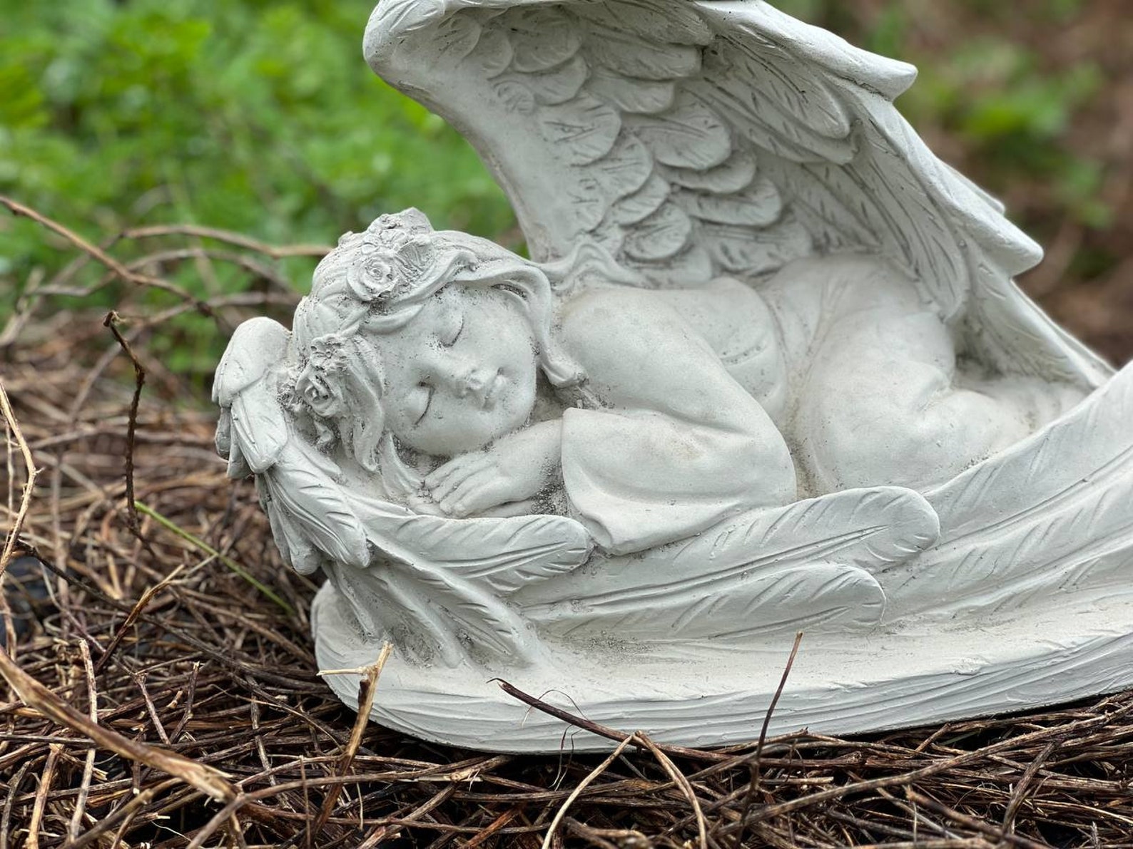 Sleeping Angel Sculpture Cement Angel Garden Decoration Concrete Girl ...