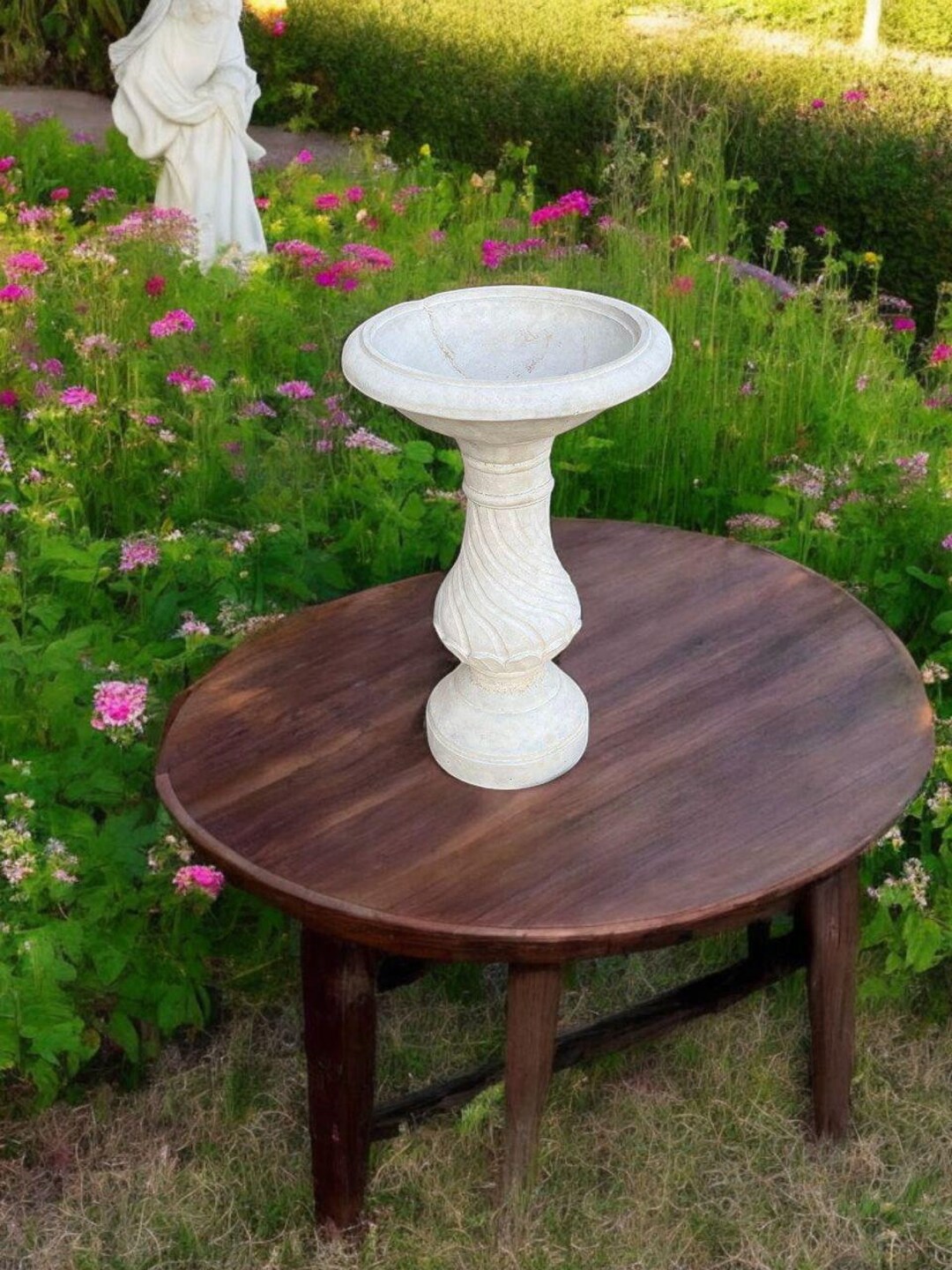 Garden Bird Bath Outside Stone Decoration Beton Bird Drinker Lawn ...