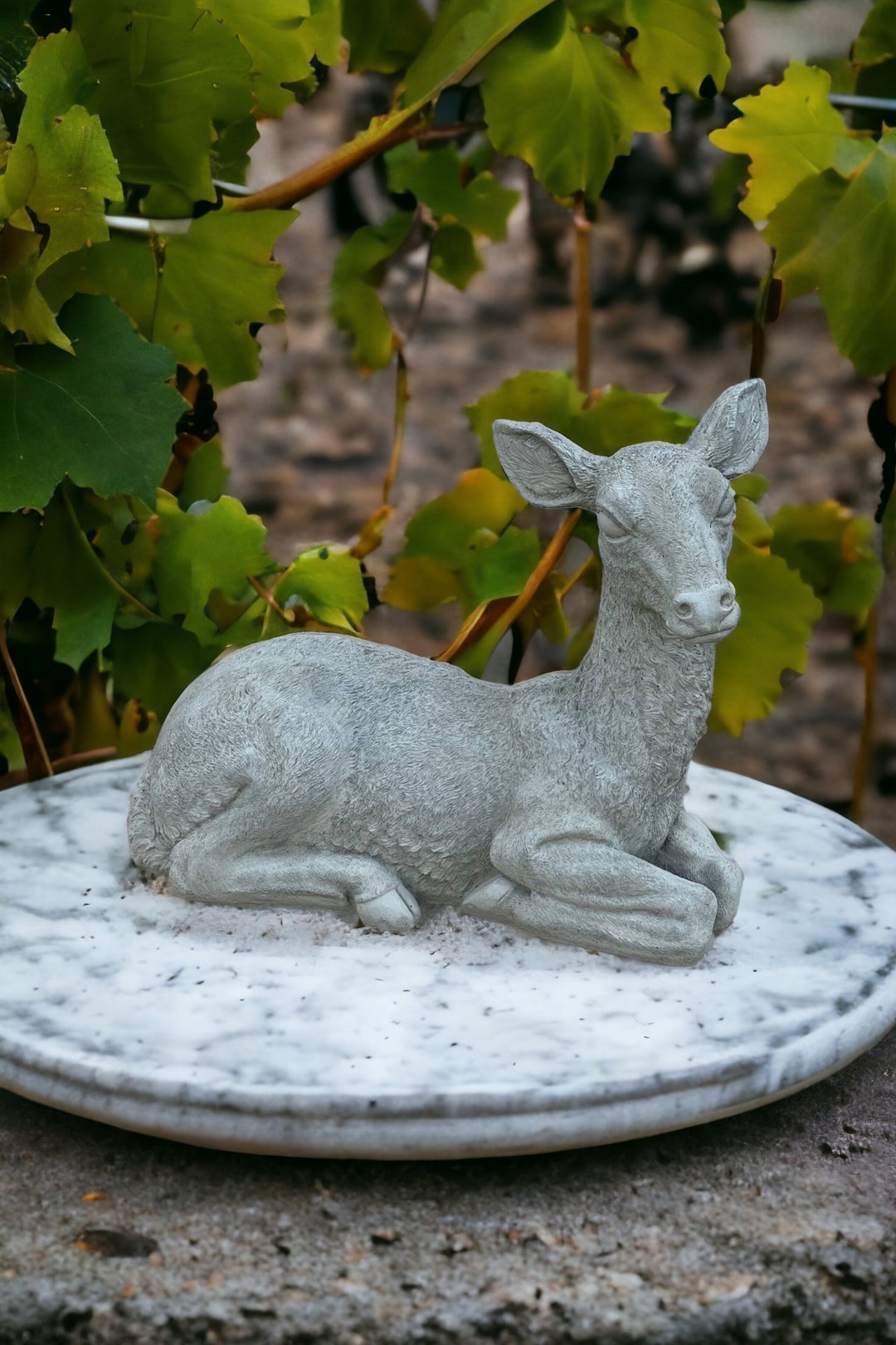 Laying Fawn Sculpture Cement Wild Animals Figure Large Deer Garden ...