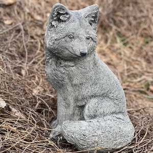 Sitting Fox Stone Statue Cement Realistic Fox Wild Animal Figurine ...