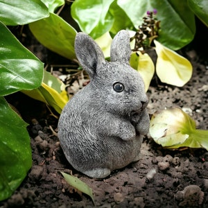 Cement Rabbit Chubby Statue Detailed Standing Hare Figurine Concrete ...