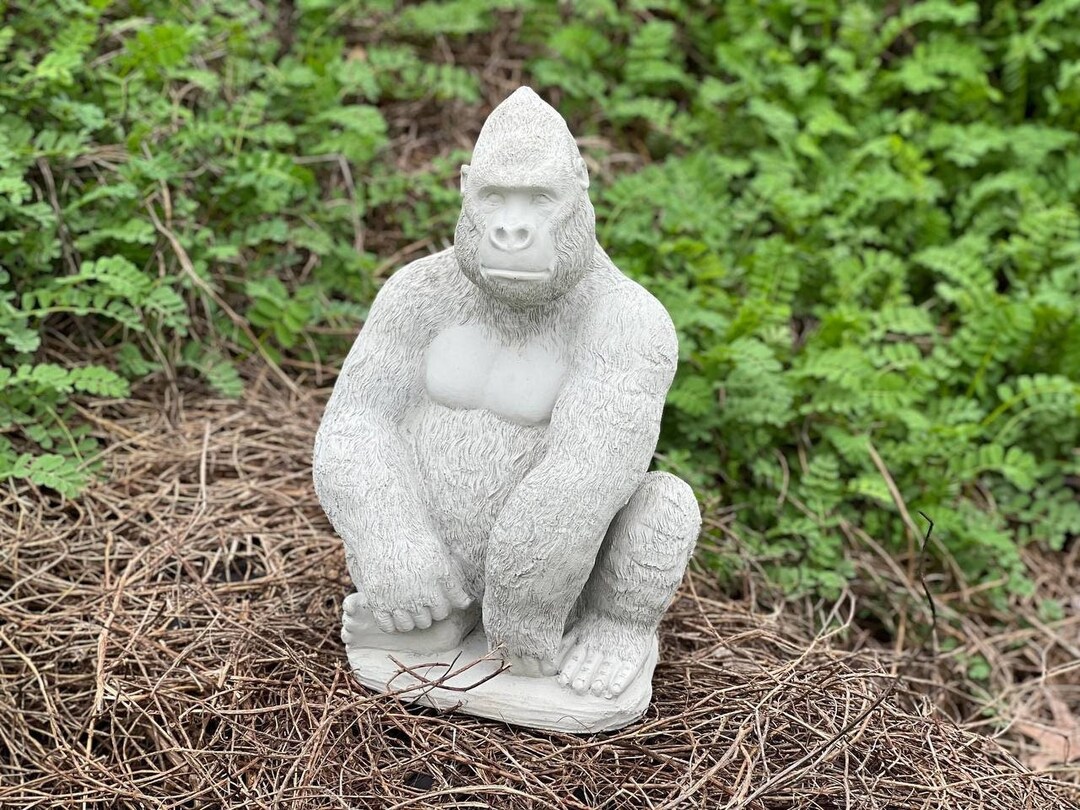 Sitting Gorilla Statue Concrete Chimpanzee Figurine Massive Tropical ...