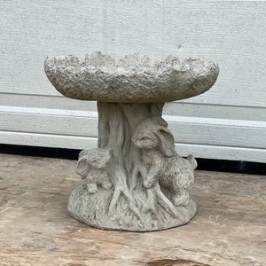 Massive Birds Bath Statue Detailed Birds Water Bowl With Rabbits Stone ...