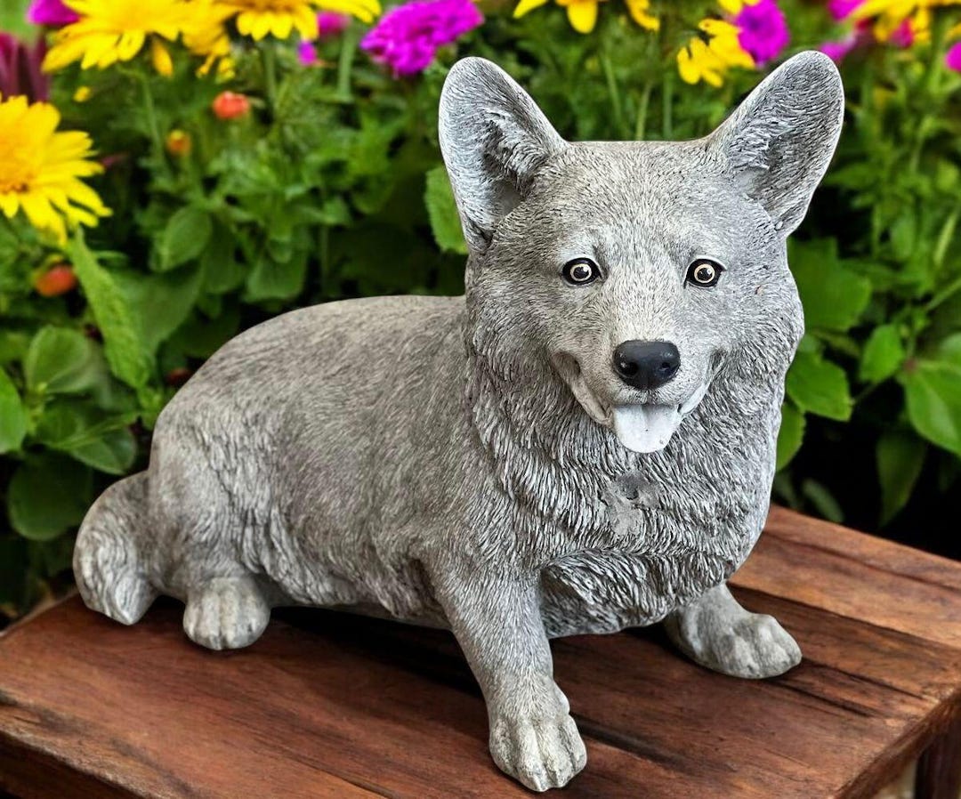 Realistic Corgi Dog Concrete Corgi Figurine Dog Home Decor Sitting ...
