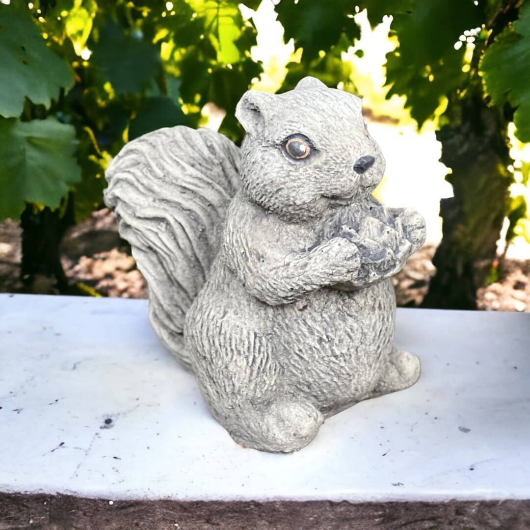 Concrete Squirrel With Acorn Garden Statue Forest Animal Stone ...