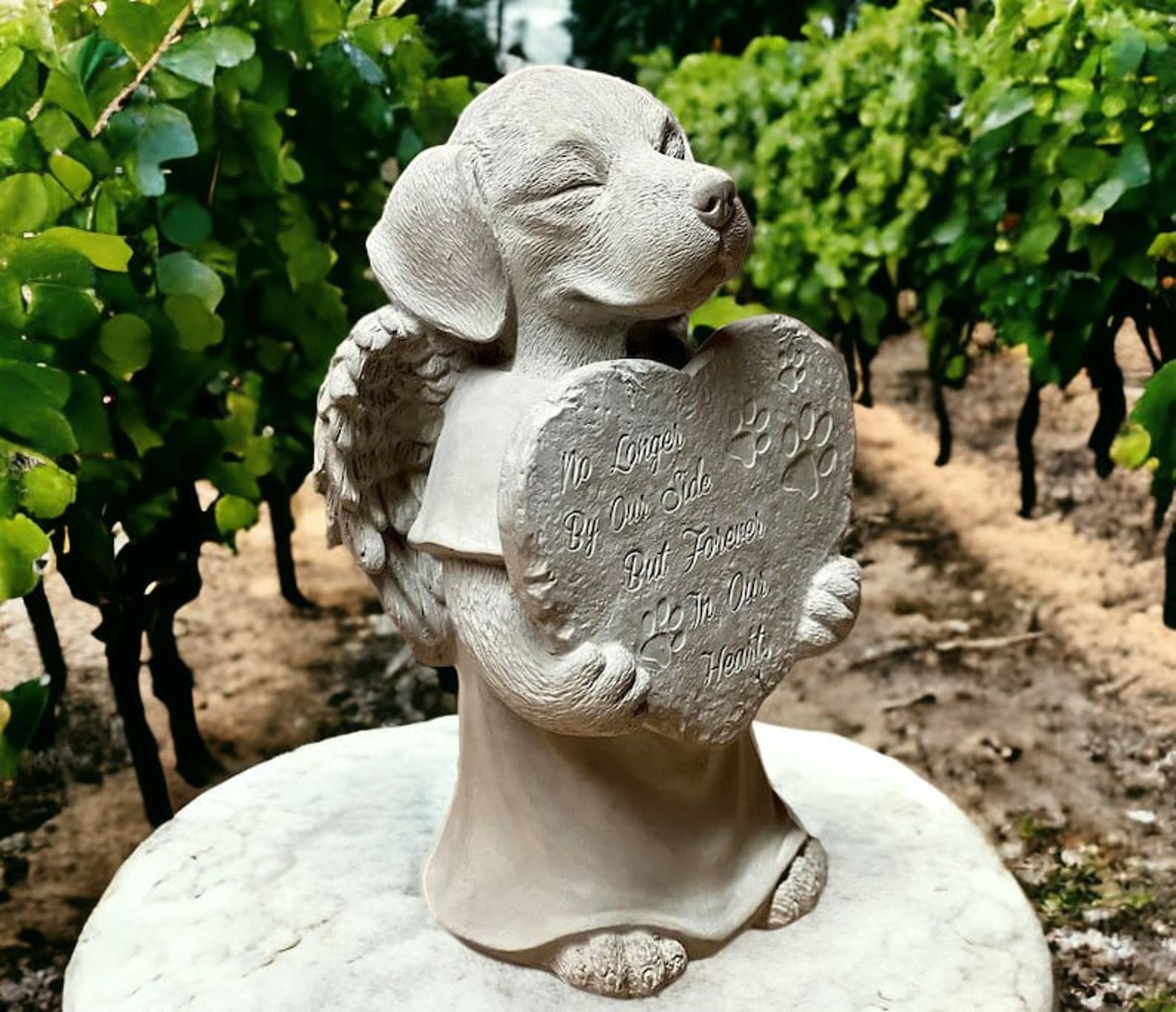 Angel Dog Statue Standing Pet Memorial Figure Concrete Dog Garden ...
