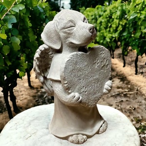 Angel Dog Statue Standing Pet Memorial Figure Concrete Dog Garden ...