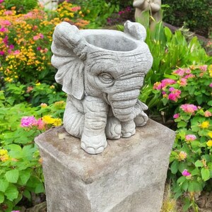 Concrete Elephant Planter Statue Cement Exotic Animal Figurine Stone ...