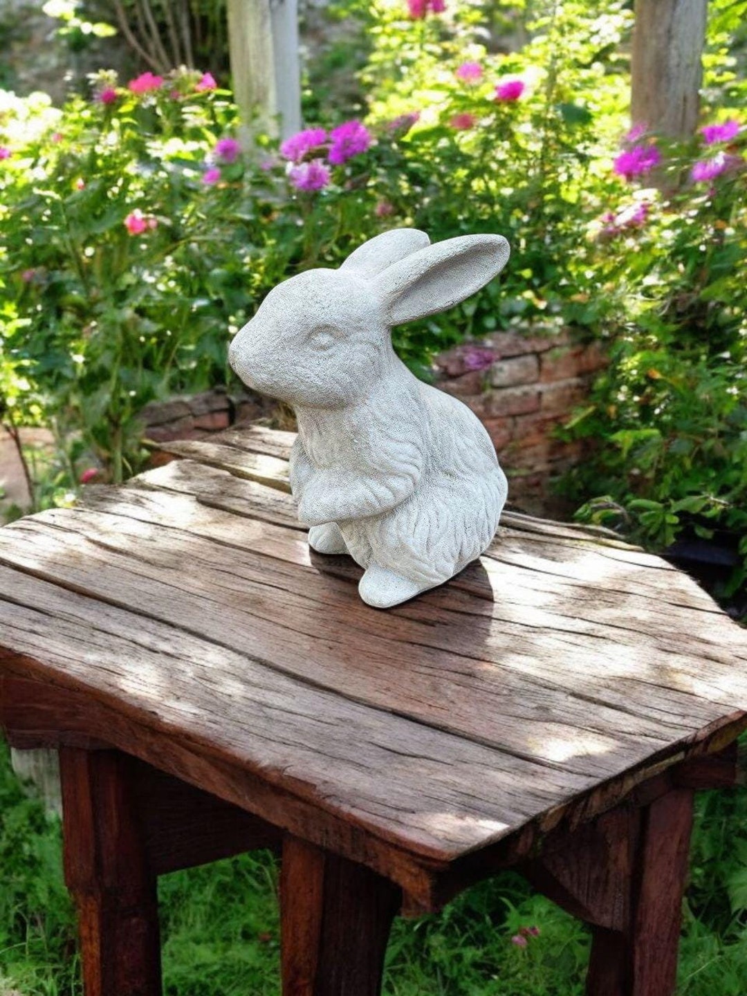 Lawn Rabbit Figurine Garden Bunny Decoration Concrete Animal Ornament ...