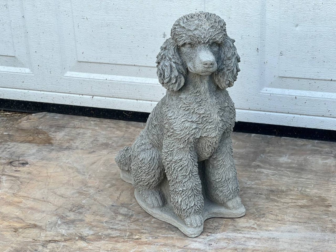 Large Poodle Stone Statue Concrete Memorial Dog for Garden Cement ...