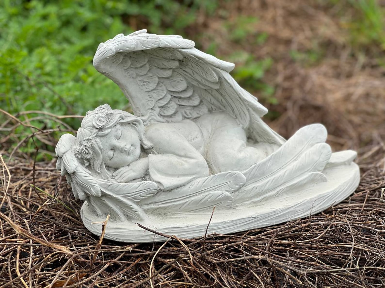 Sleeping Angel Sculpture Cement Angel Garden Decoration Concrete Girl ...