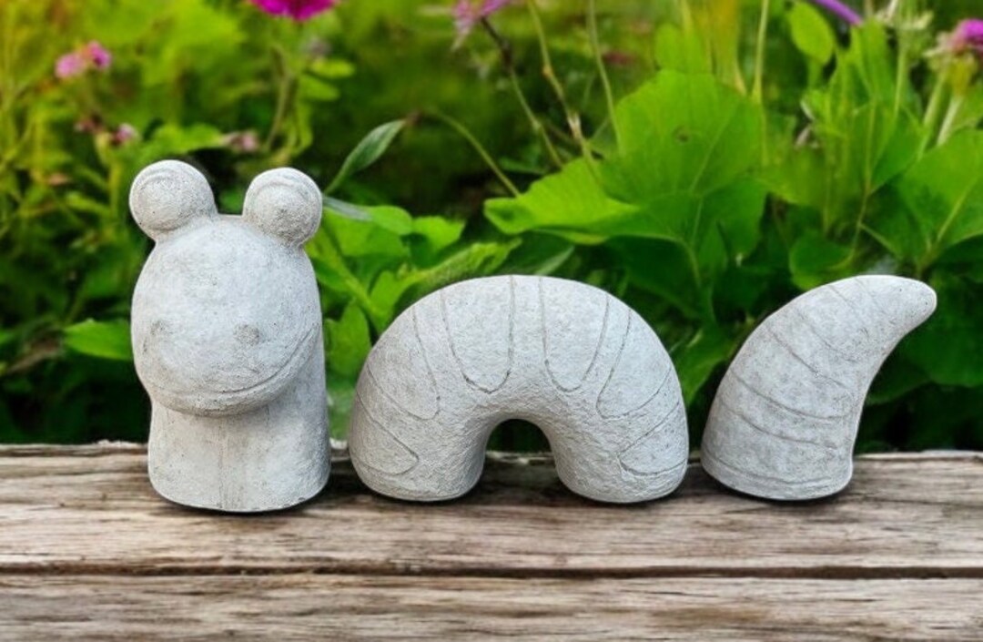 Large Three Pieces Worm Statue Concrete Backyard Animal Sculpture ...