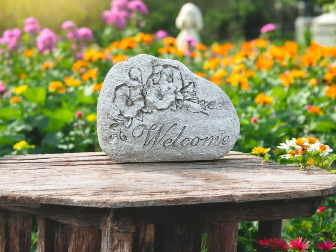 Concrete Welcome Rock Garden Decoration Welcome Home Sign Yard Welcome ...