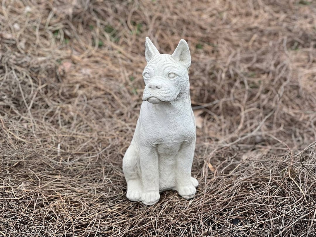 Sitting Boxer Dog Figure Outdoor Cement Pet Statue Concrete Boxer ...