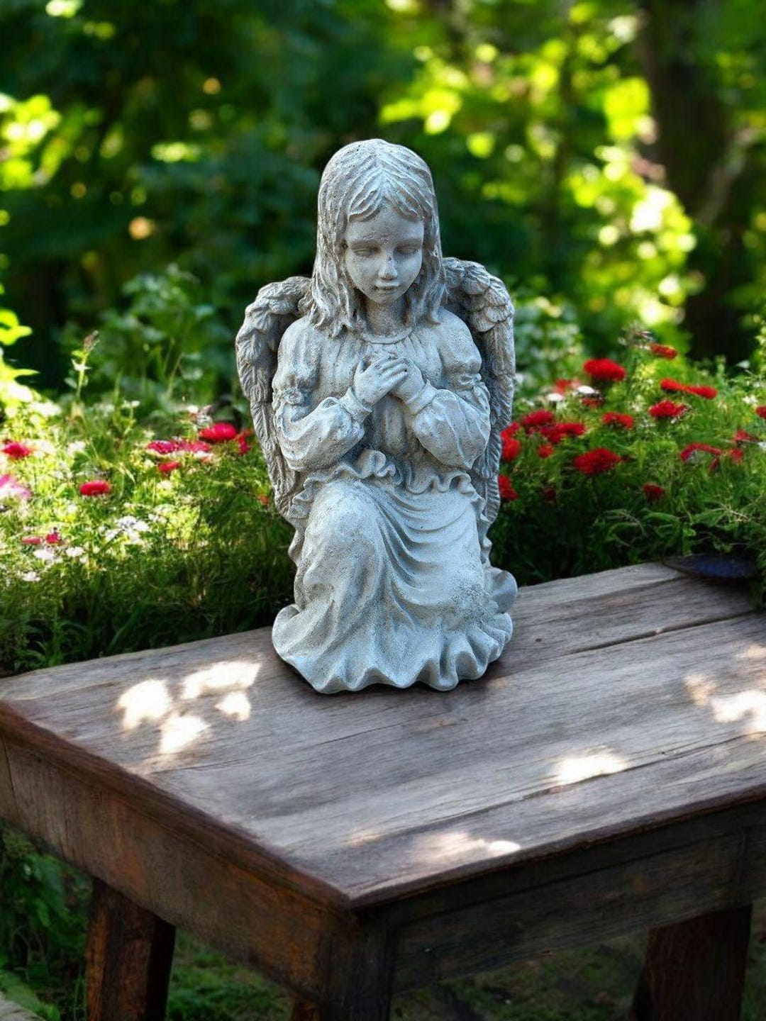 Concrete Angel Sculpture Garden Cherub Art Outside Religious Idea Solid ...