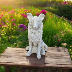 Concrete Sheltie Statue Massive Stone Dog Figure Outdoor Sheltie ...