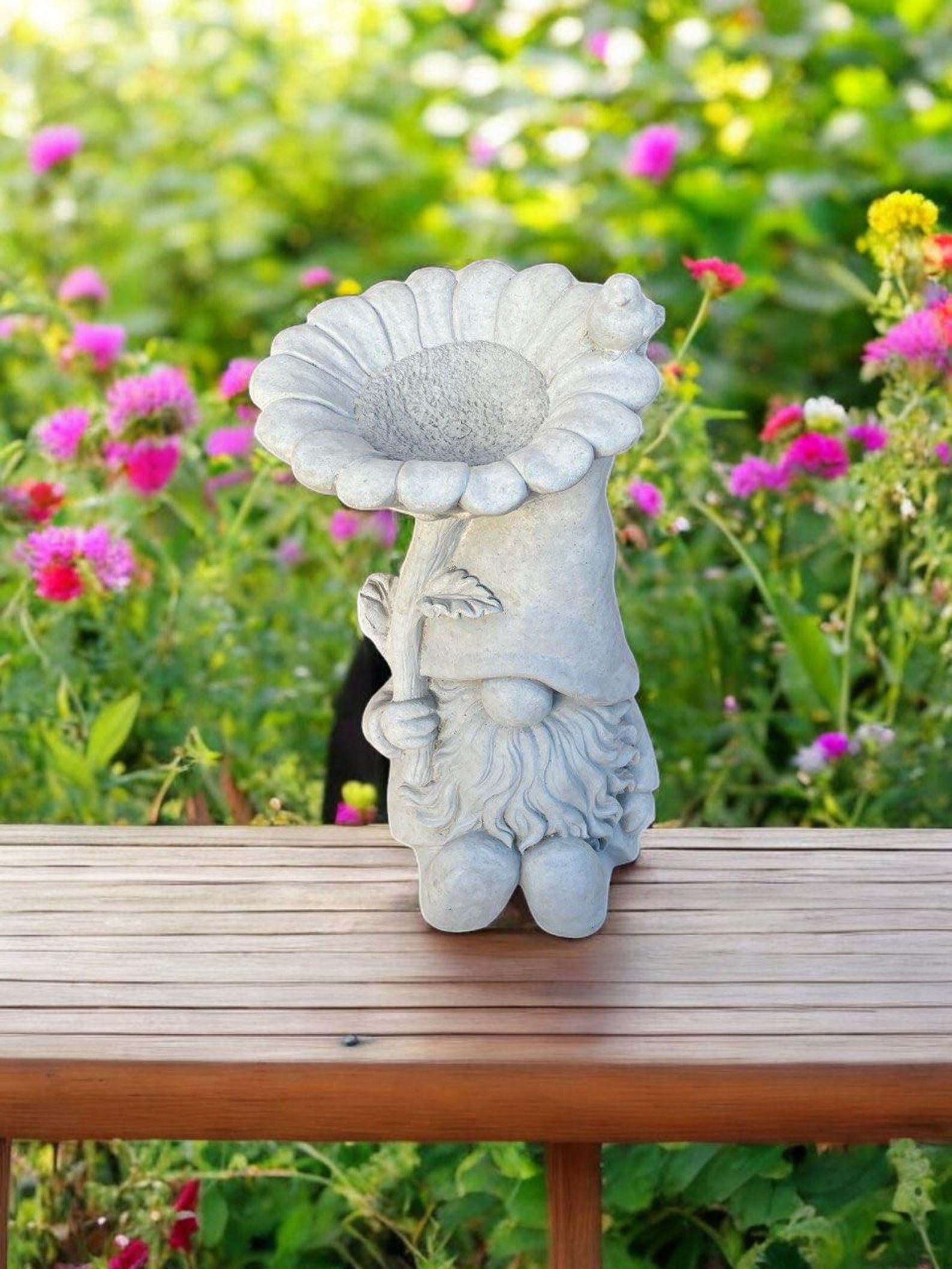 Sitting Gnome Statue Yard Dwarf Sculpture Home Concrete Art Solid Gnome ...