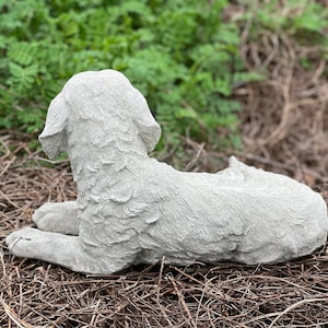 Garden Hairy Dog Statue Pet Memorial Figurine Laying Labrador Dog ...