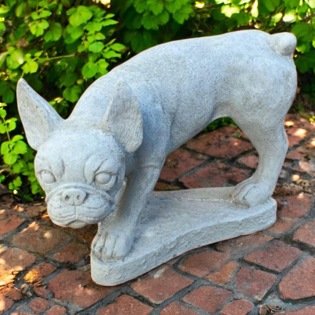 Stone Dog With Leg Lifted Outdoor Bulldog Sculpture Concrete Dog Statue ...