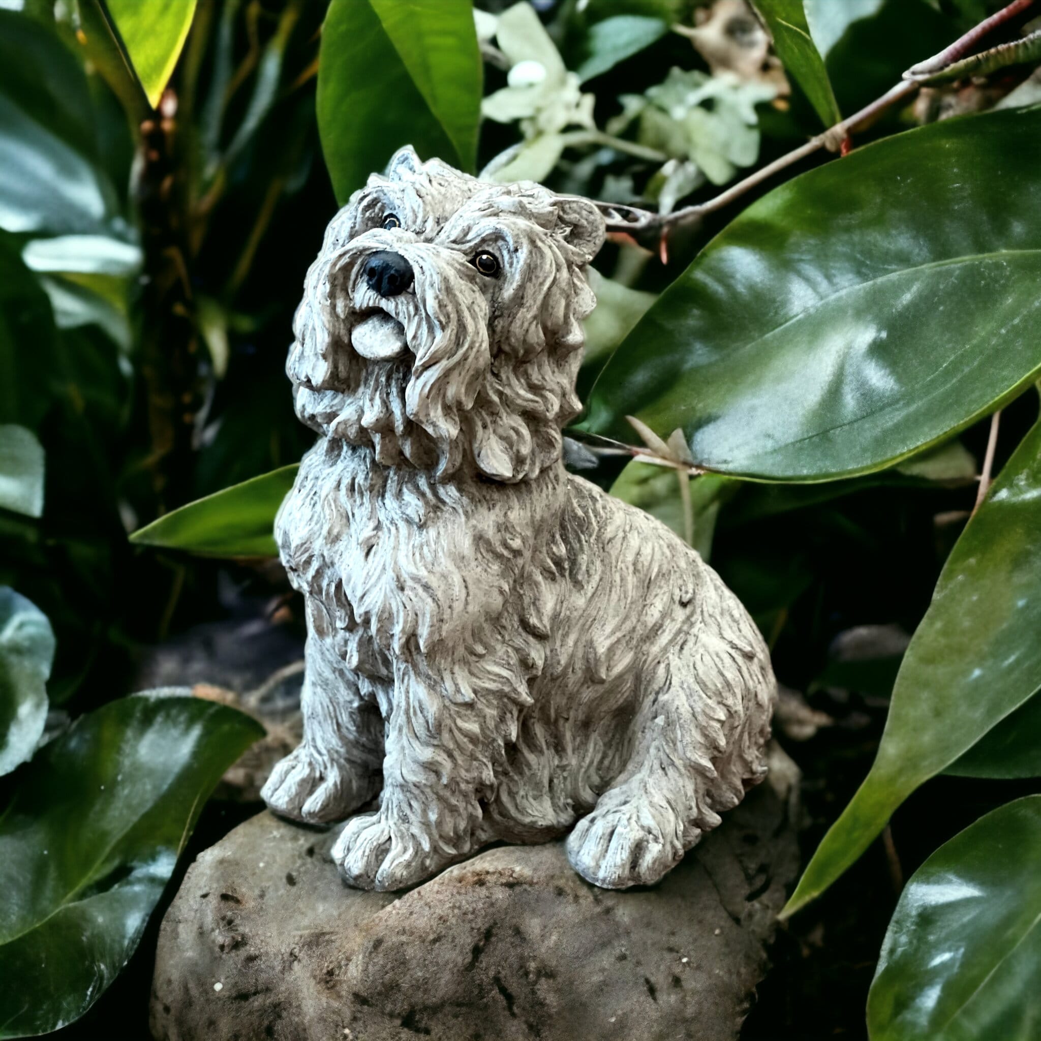 Realistic Maltese Dog Sculpture Concrete Backyard Pet Memorial Figurine ...