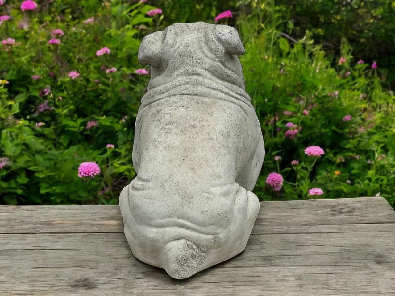 Sitting Bulldog Figure Massive Dog Statue Large Stone Pet Sculpture ...