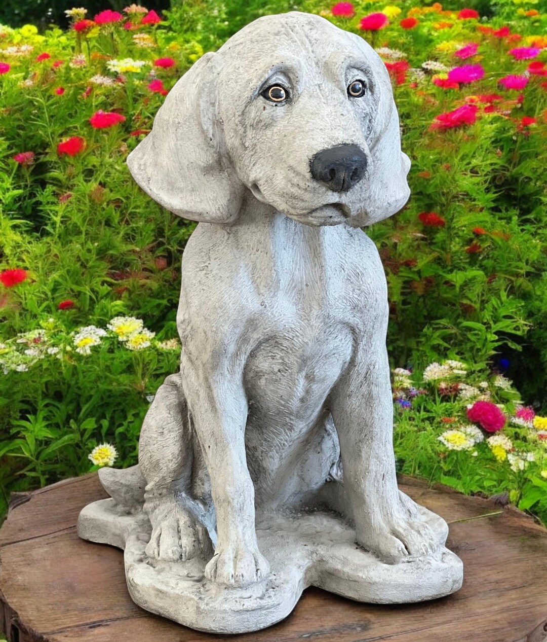 Sitting Beagle Dog Sculpture Yard Sitting Beagle Figure Stone Pet ...