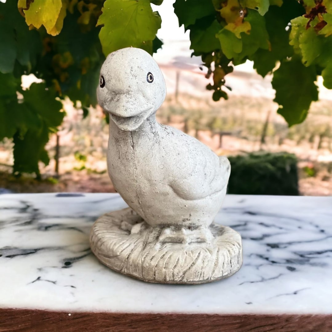 Concrete Duck Statue for Porch Standing Ducky Garden or Patio Figurine ...