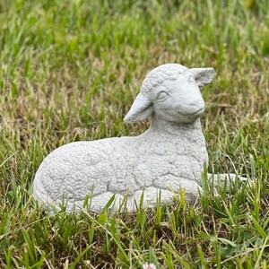 Laying Lamb Statue Cement Detailed Sheep Sculpture Concrete Farm Style ...