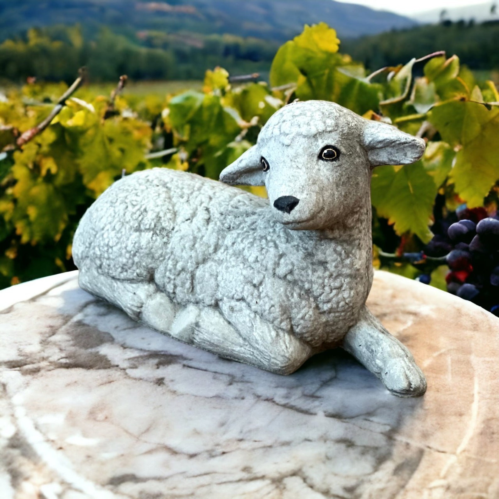 Concrete Lamb Outdoor Sculpture Realistic Farm Animal Figurine Stone ...