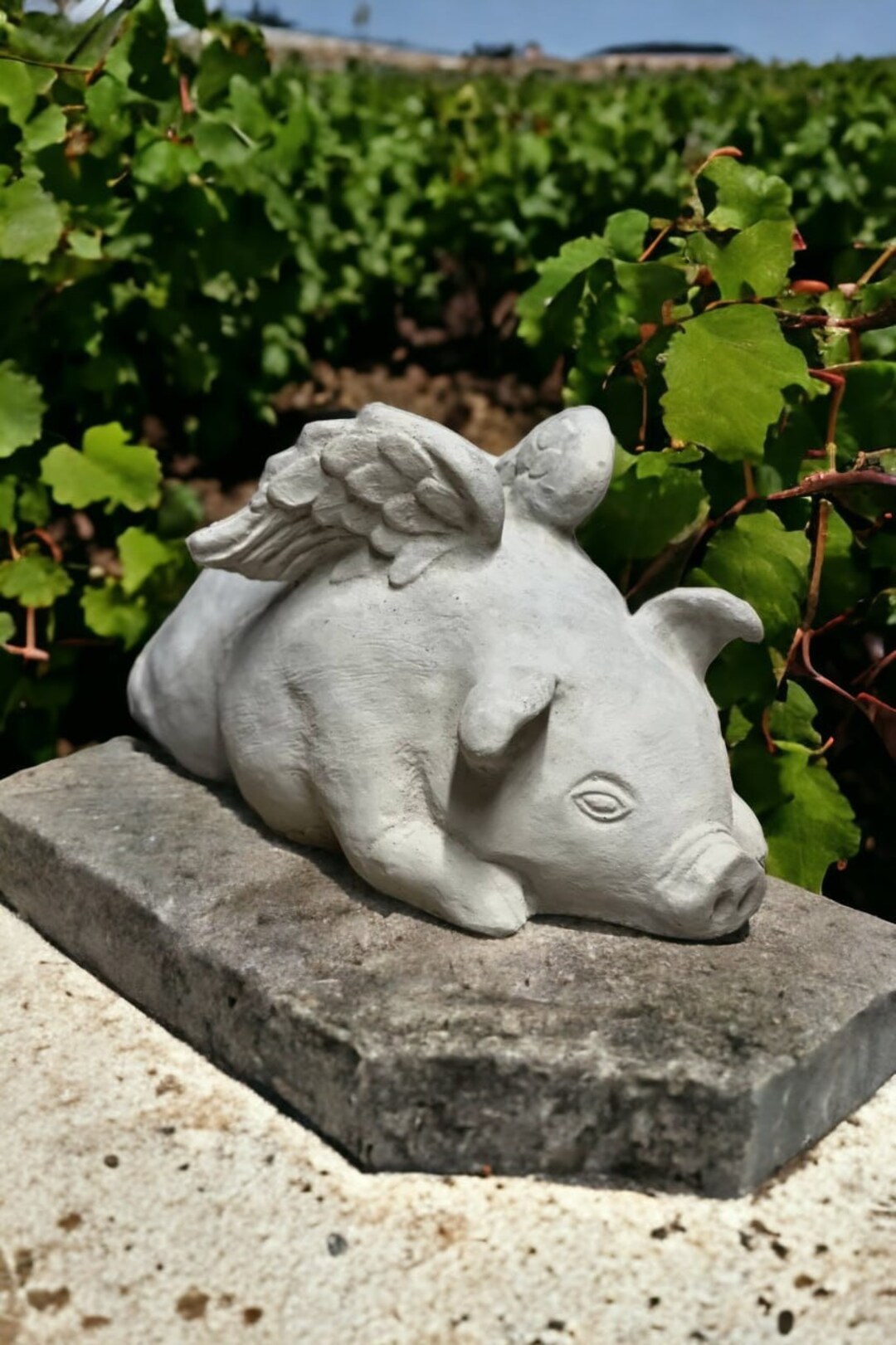 Concrete Pig With Wings Statue Garden Laying Pig Decoration When Pig ...