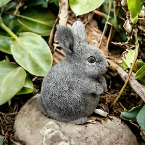 Cement Rabbit Chubby Statue Detailed Standing Hare Figurine Concrete ...