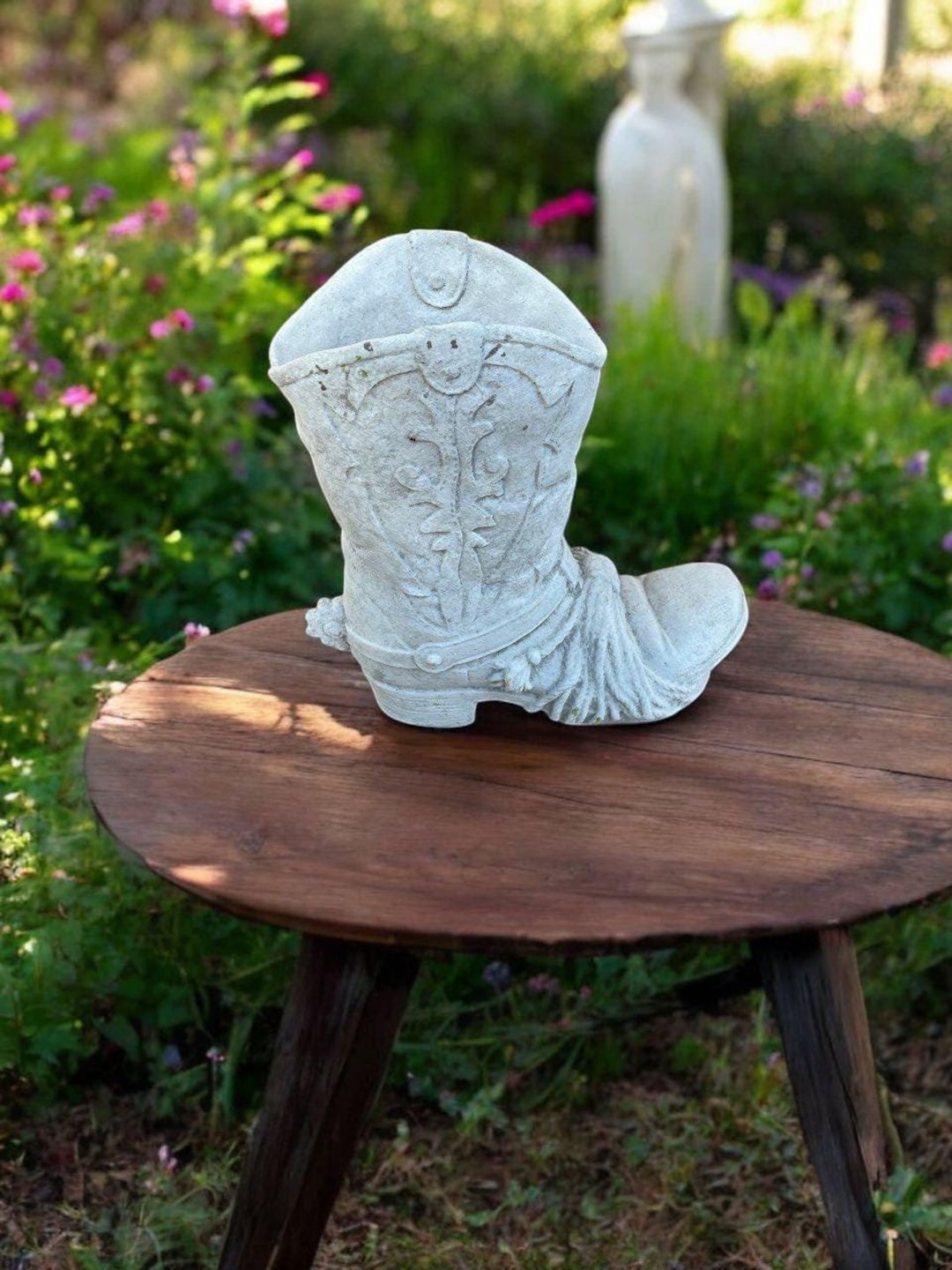 Cowboy Boot Planter Stone Boot Decoration Concrete Cowboy Ornament Boot ...