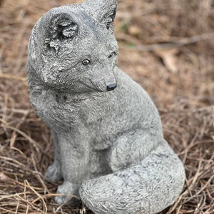 Sitting Fox Stone Statue Cement Realistic Fox Wild Animal Figurine ...