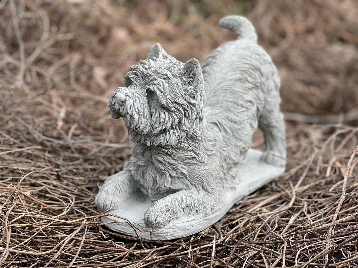 Crouching Terrier Statue Concrete Memorial Dog Sculpture Garden ...