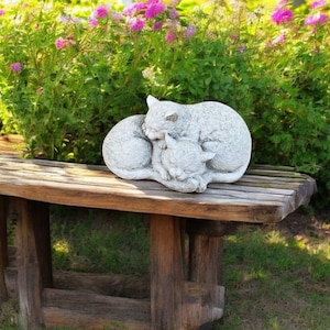 Concrete Cats Friends Cat Home Decor Stone Cat With Kitten Sleeping Cat ...