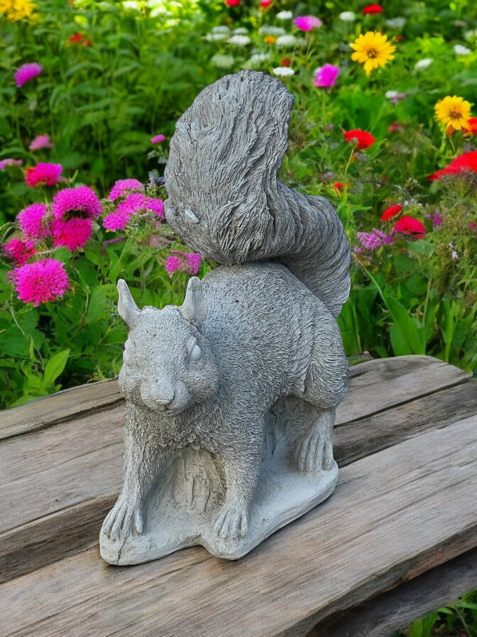 Concrete Squirrel Sculpture Yard Wild Animal Figure Backyard Scampering ...