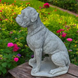 Massive Boxer Dog Figure Lawn Sitting Dog on Base Sculpture Garden Pet ...