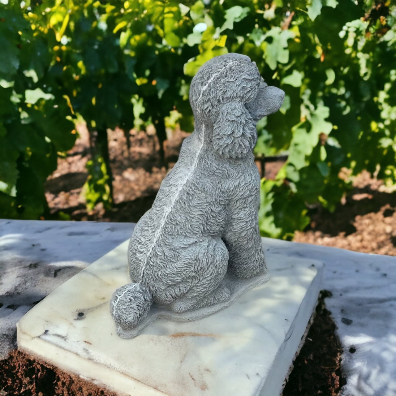 Life Size Poodle Statue Concrete Dog Memorial for Garden Yard Poodle ...