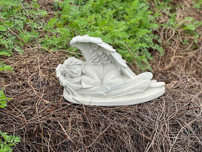 Sleeping Angel Sculpture Cement Angel Garden Decoration Concrete Girl ...