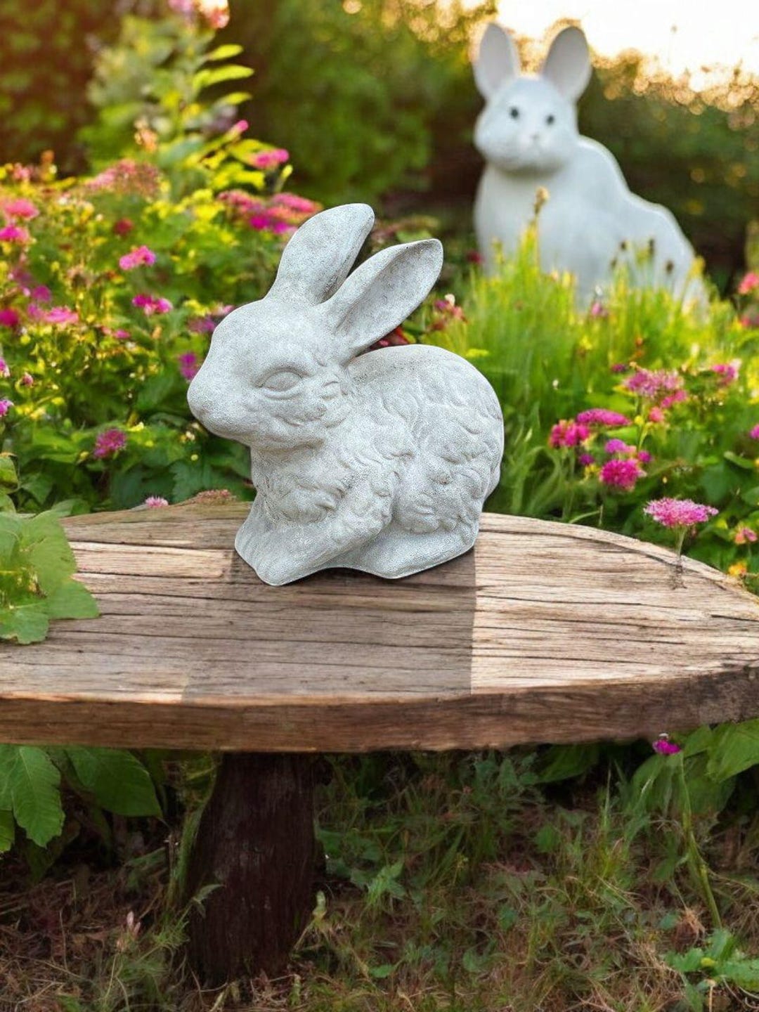 Garden Rabbit Decoration Concrete Bunny Ornament Lawn Animal Art ...